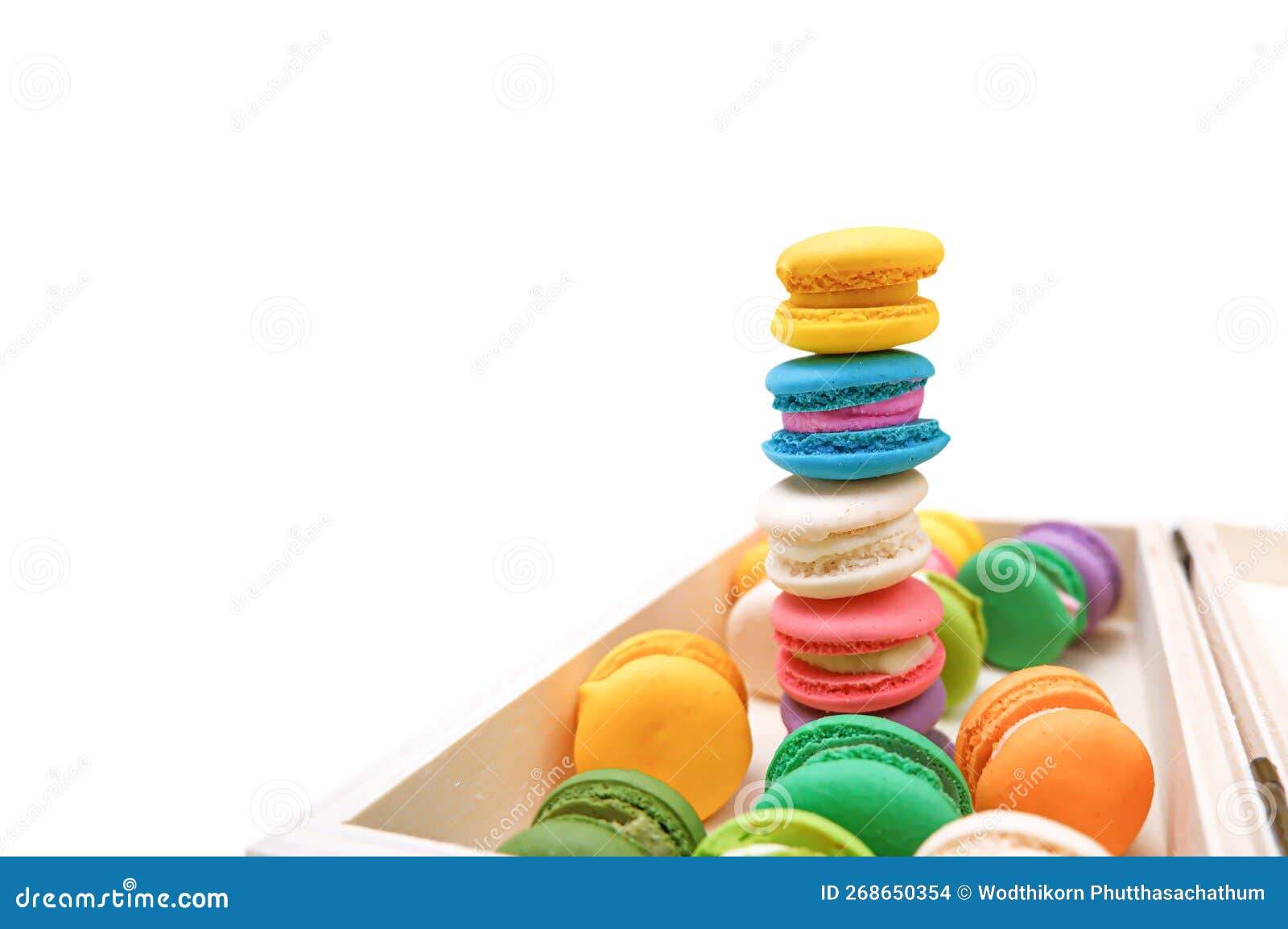 Colorful Macaron or Macaroons High Stack in a Box Stock Photo - Image ...