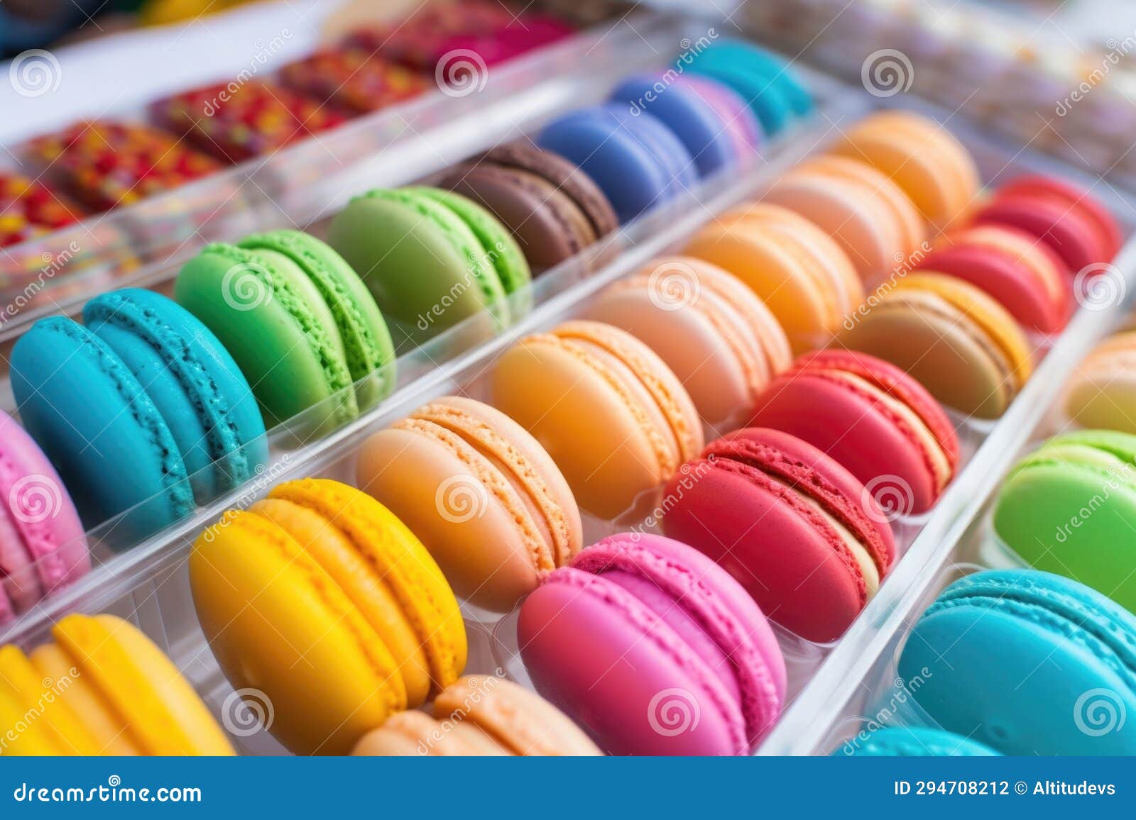 Colorful Macarons in Clear Plastic Boxes Stock Photo - Image of boxes ...