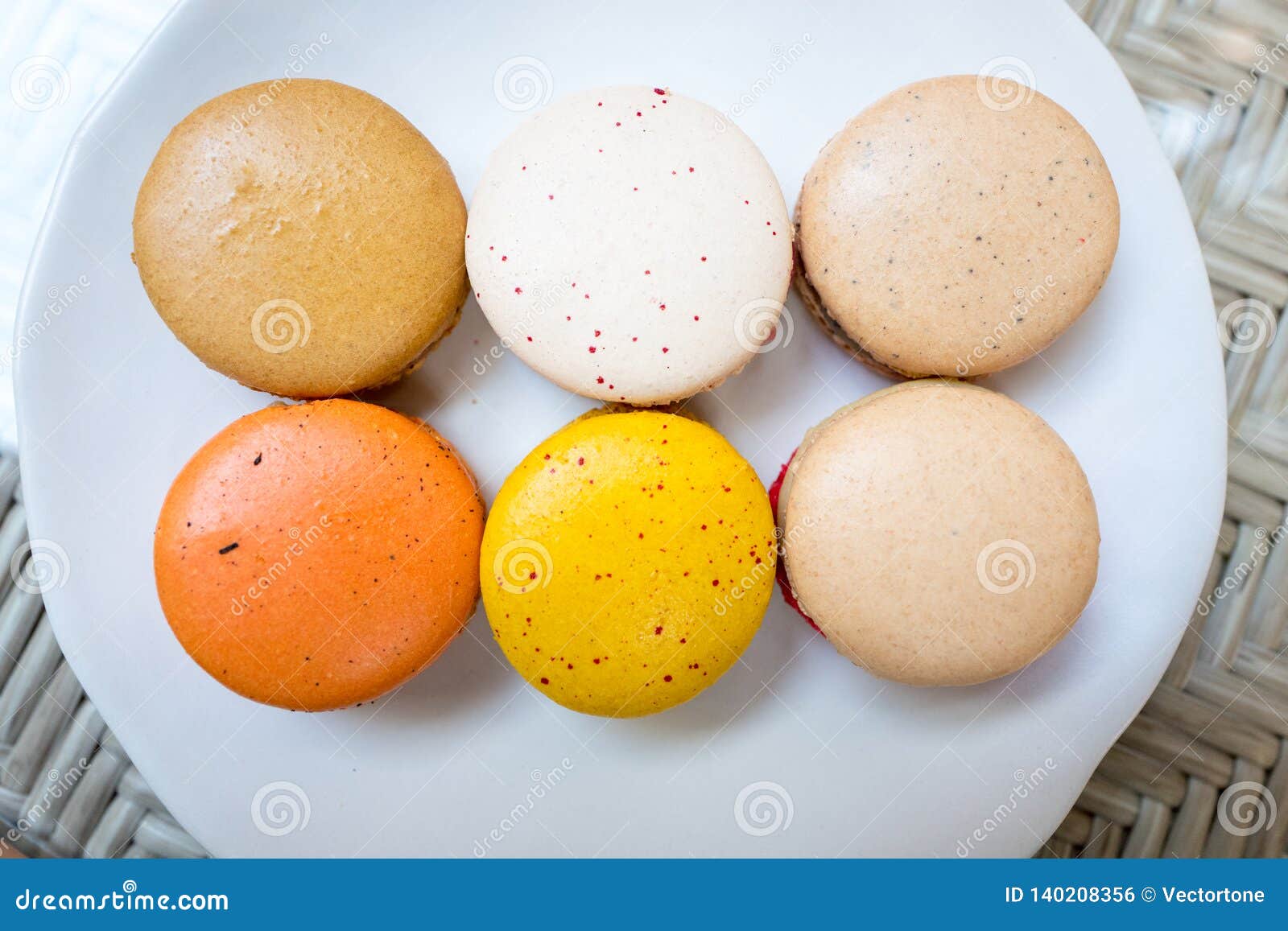 Colorful Macaroon in Variety Taste on White Round Plate. Stock Photo ...