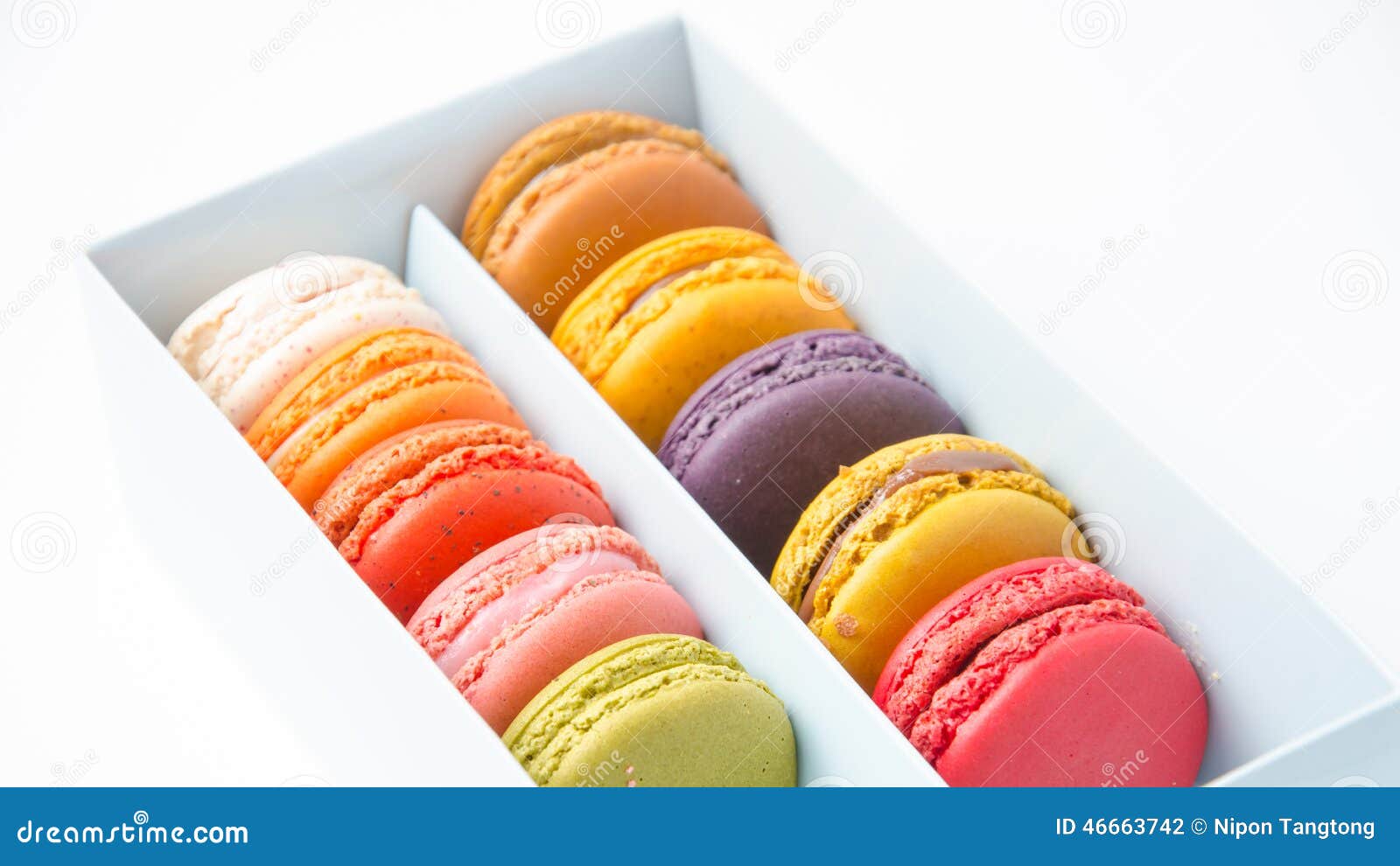 Colorful Macaroons in the Box on White Background Stock Photo - Image ...
