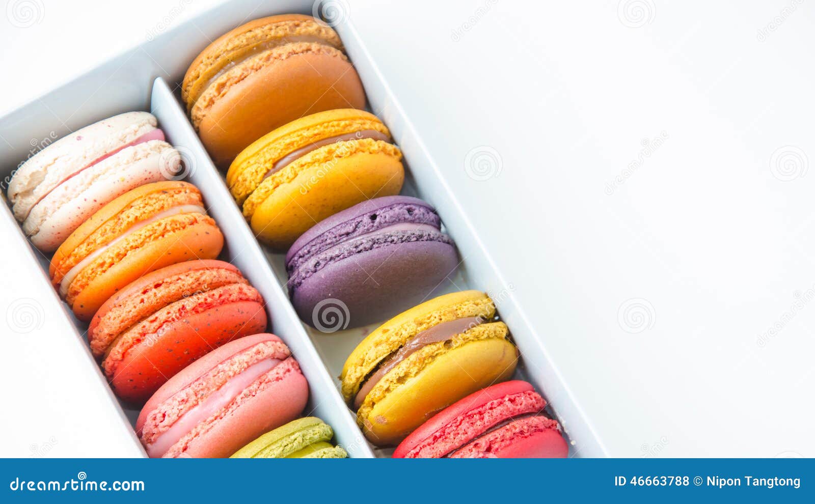 Colorful Macaroons in the Box on White Background Stock Photo - Image ...