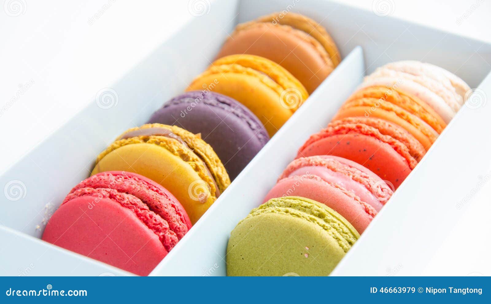 Colorful Macaroons in the Box on White Background Stock Image - Image ...