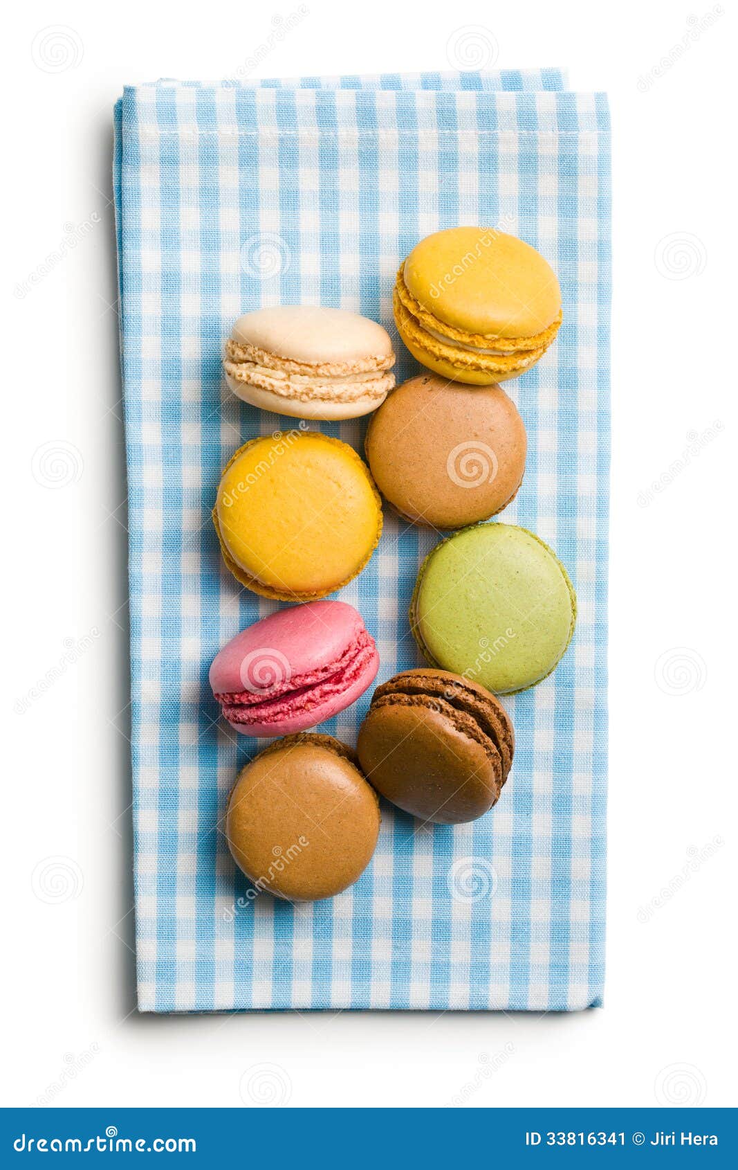 Colorful Macaroons on Checkered Napkin Stock Image - Image of meringue ...