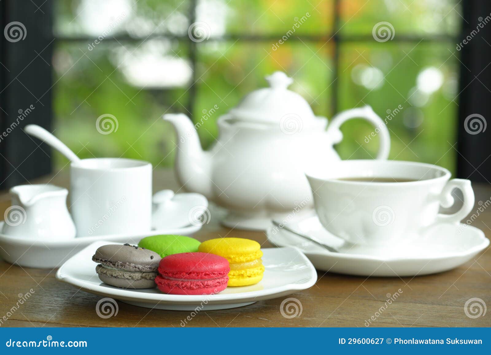 Colorful Macaroons with Tea Cup Stock Image - Image of french ...