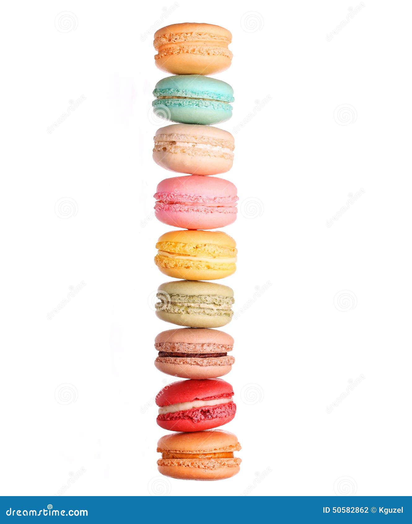Colorful Macaroons Tower Isolated Stock Photo - Image of closeup ...