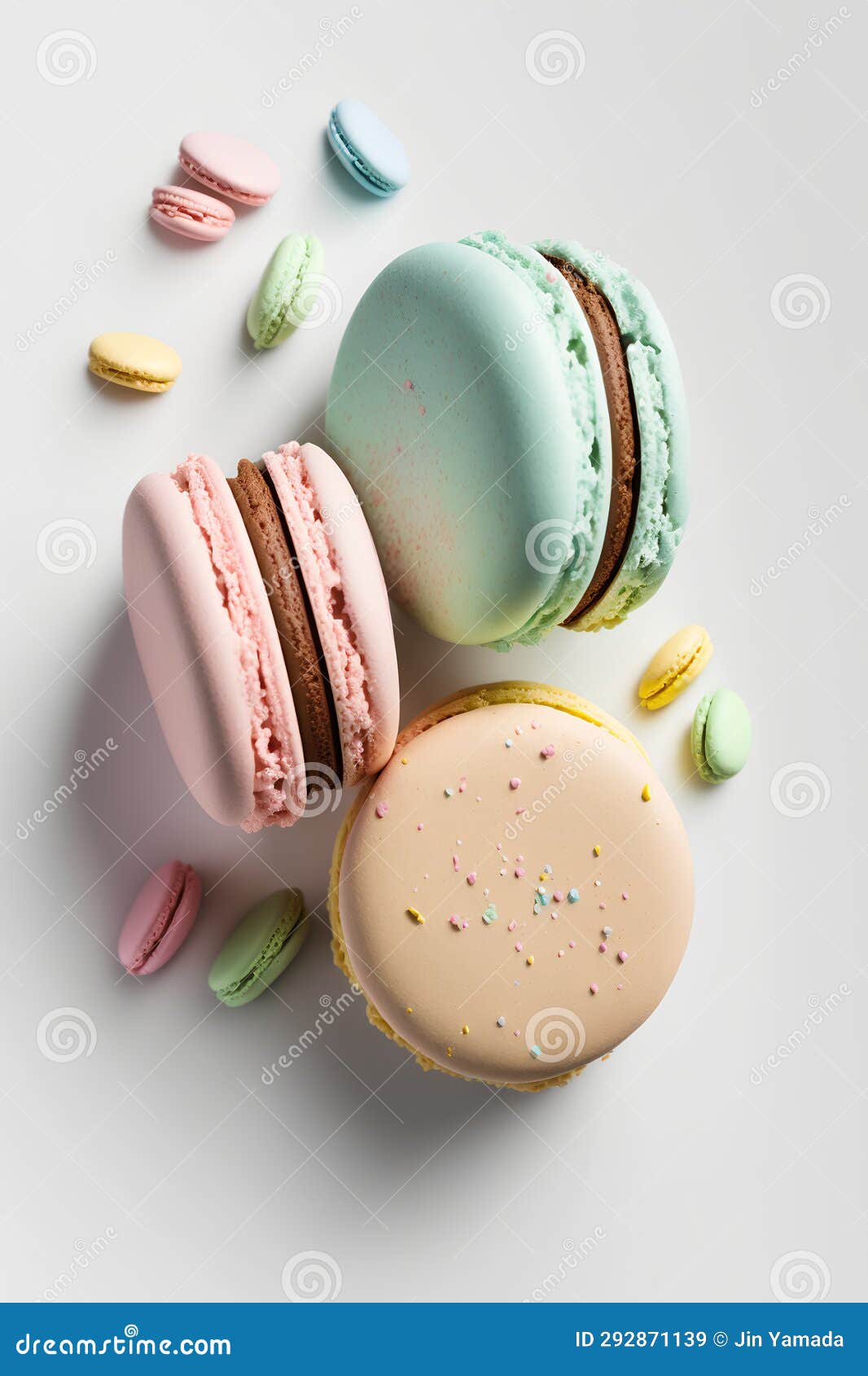 Colorful Macaroons on White Background. Top View, Flat Lay Stock ...