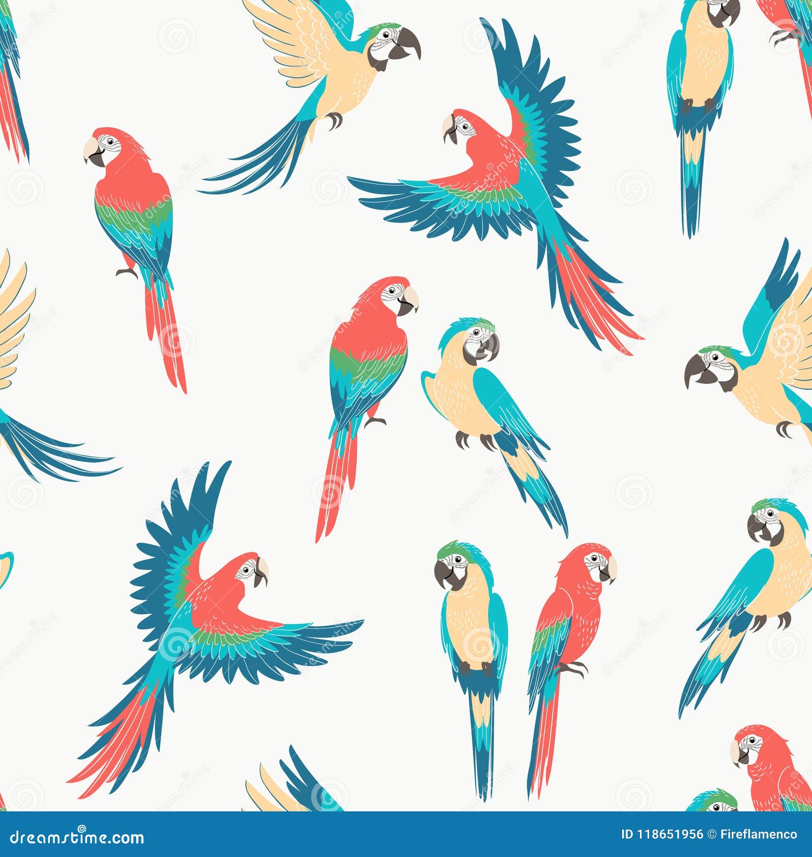 Colorful Macaw Parrot Seamless Pattern Stock Vector - Illustration of ...