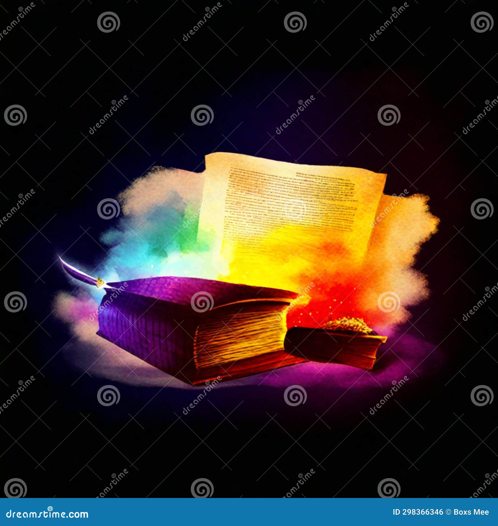 Colorful Magic Book on a Black Background. the Concept of Reading and ...