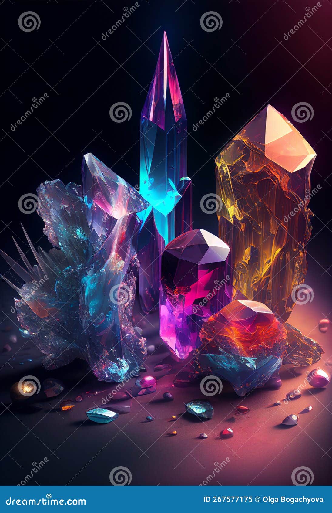 Colorful magic crystals stock illustration. Illustration of relax ...