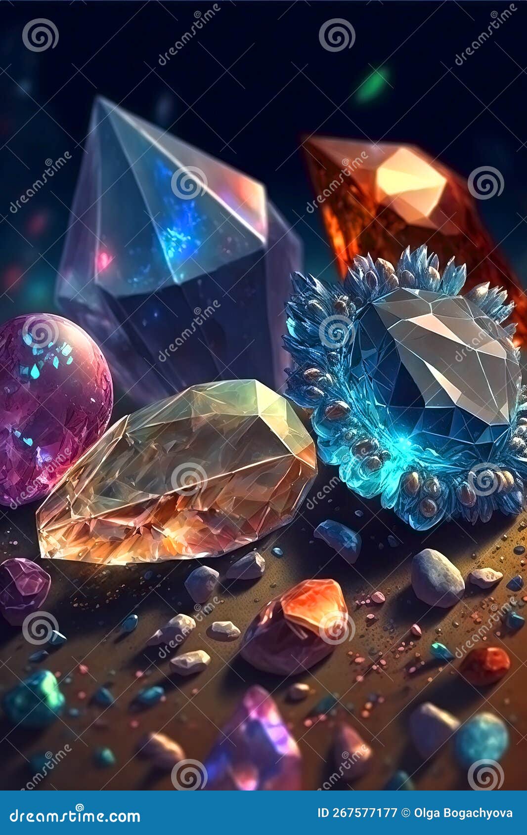 Colorful magic crystals stock illustration. Illustration of mystical ...