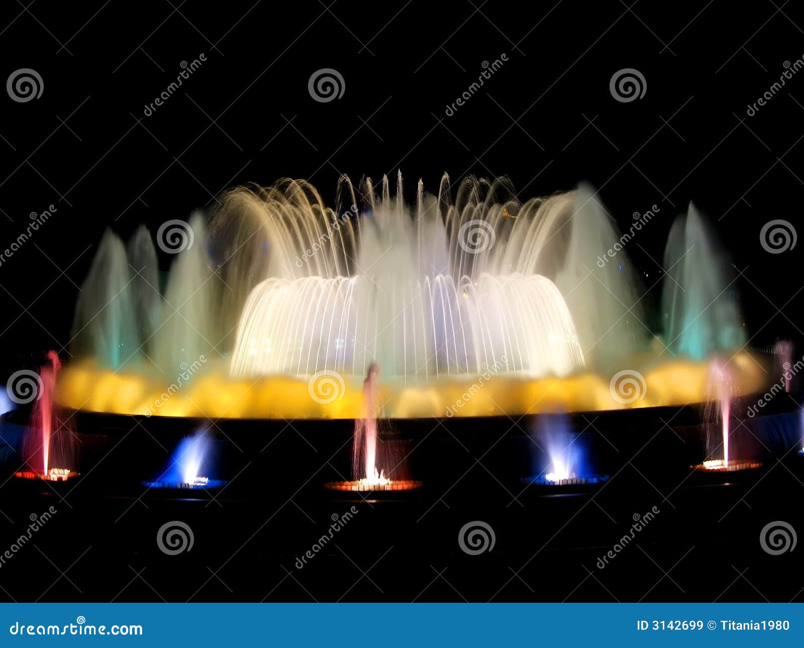 Colorful magic fountain stock image. Image of illuminated - 3142699