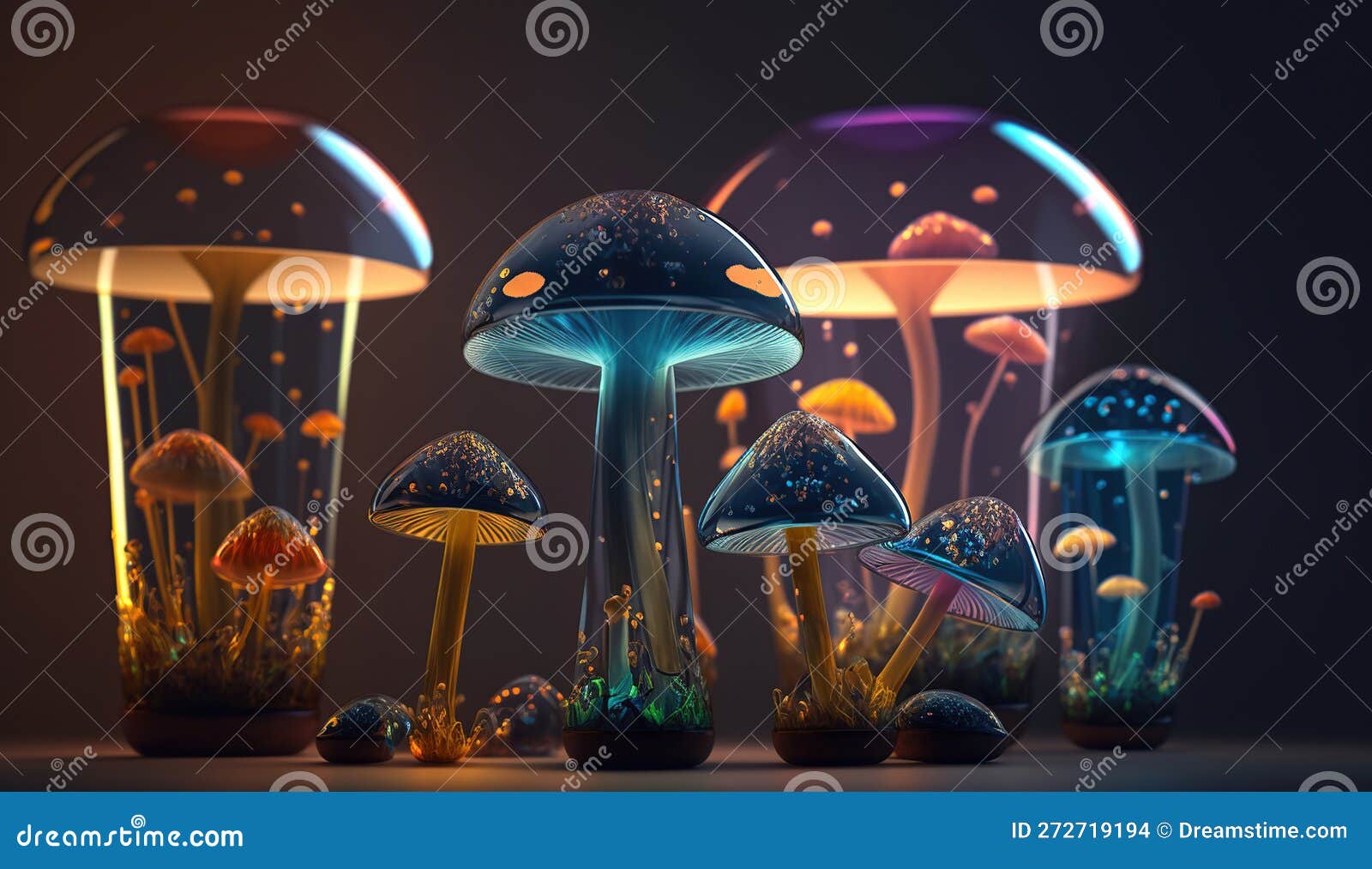 Colorful Magic Mushrooms Was a Beautiful. Generative Ai Stock ...