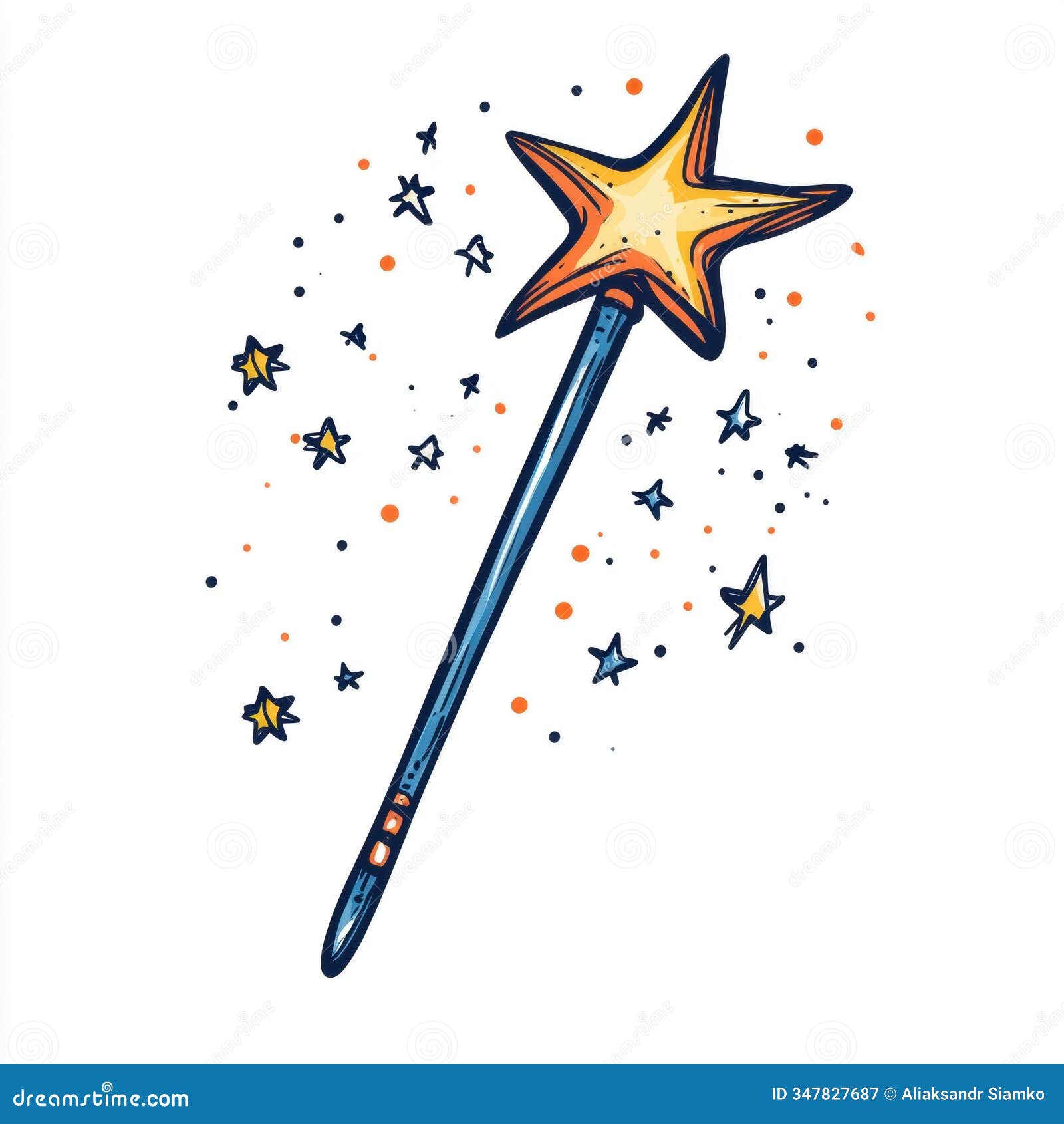 Colorful Magic Wand with a Star Tip and Swirling Stars Stock ...