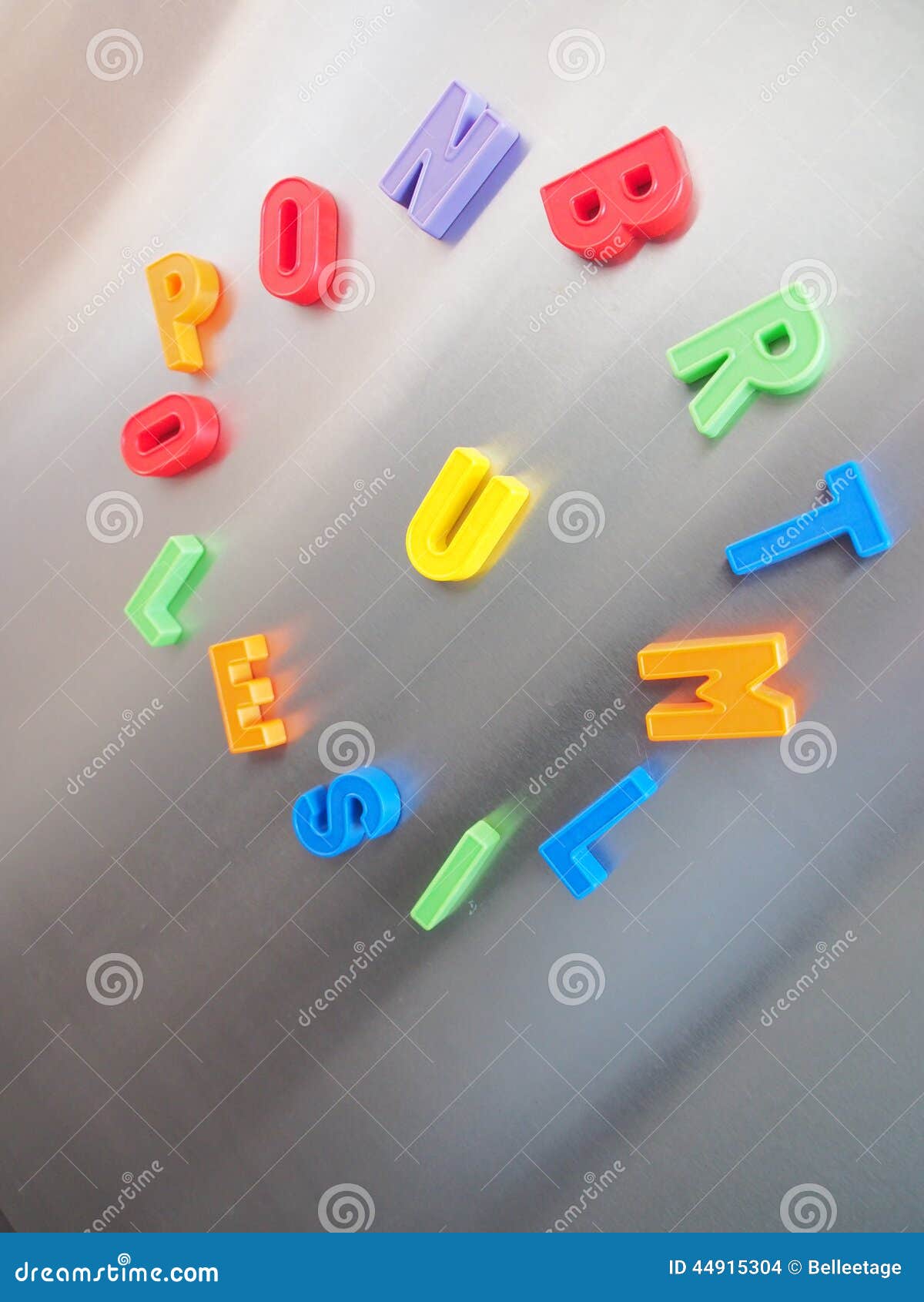 Colorful magnetic letters stock photo. Image of steel - 44915304