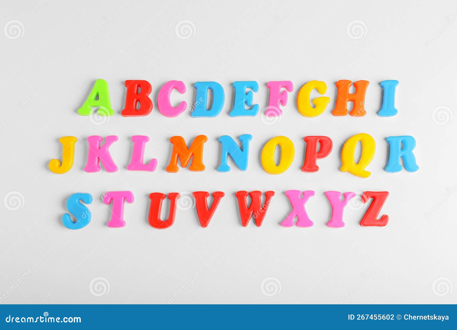 Colorful Magnetic Letters on White Background, Flat Lay. Alphabetical ...