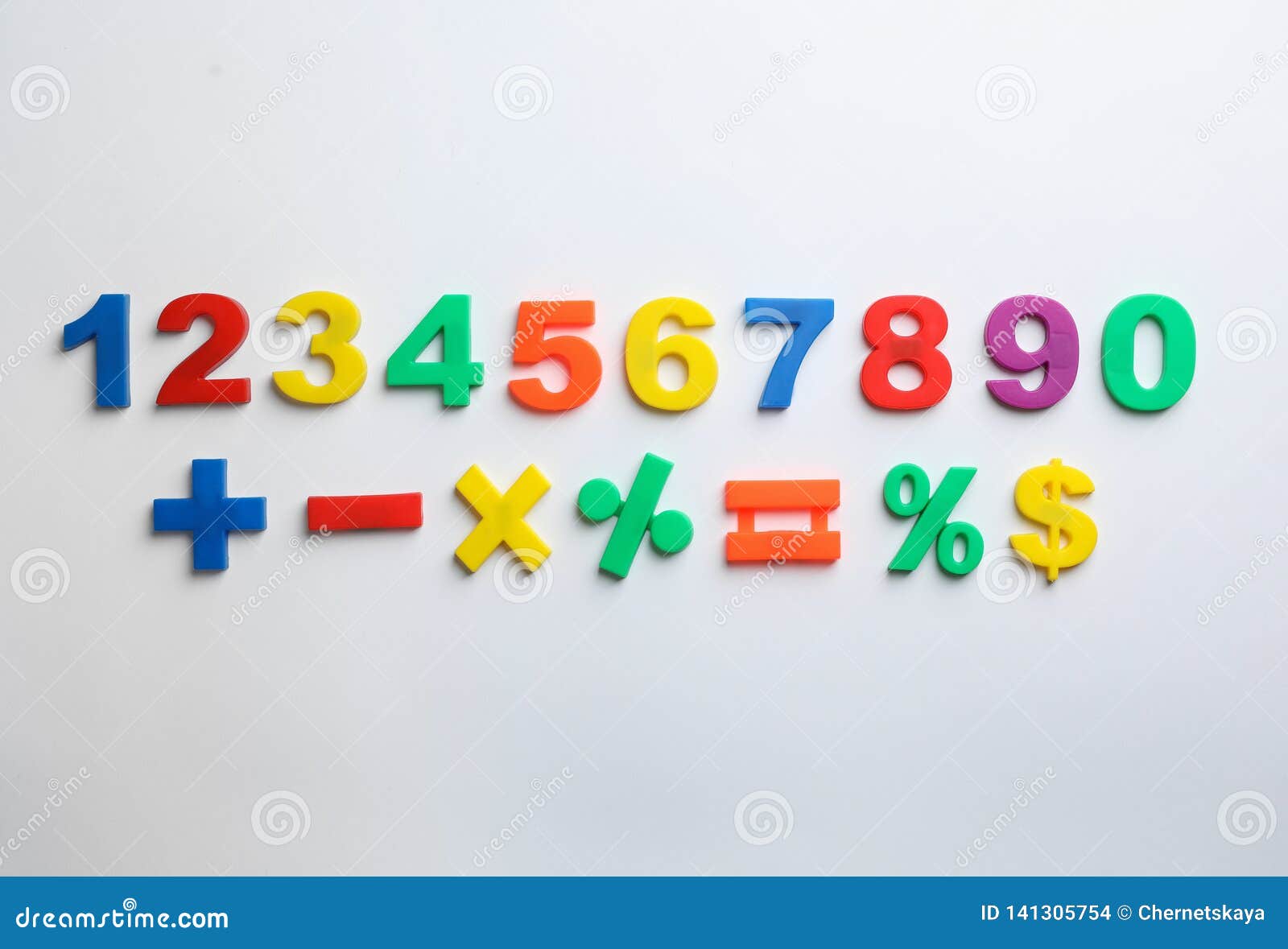 Colorful Magnetic Numbers And Math Symbols On White Background Stock ...