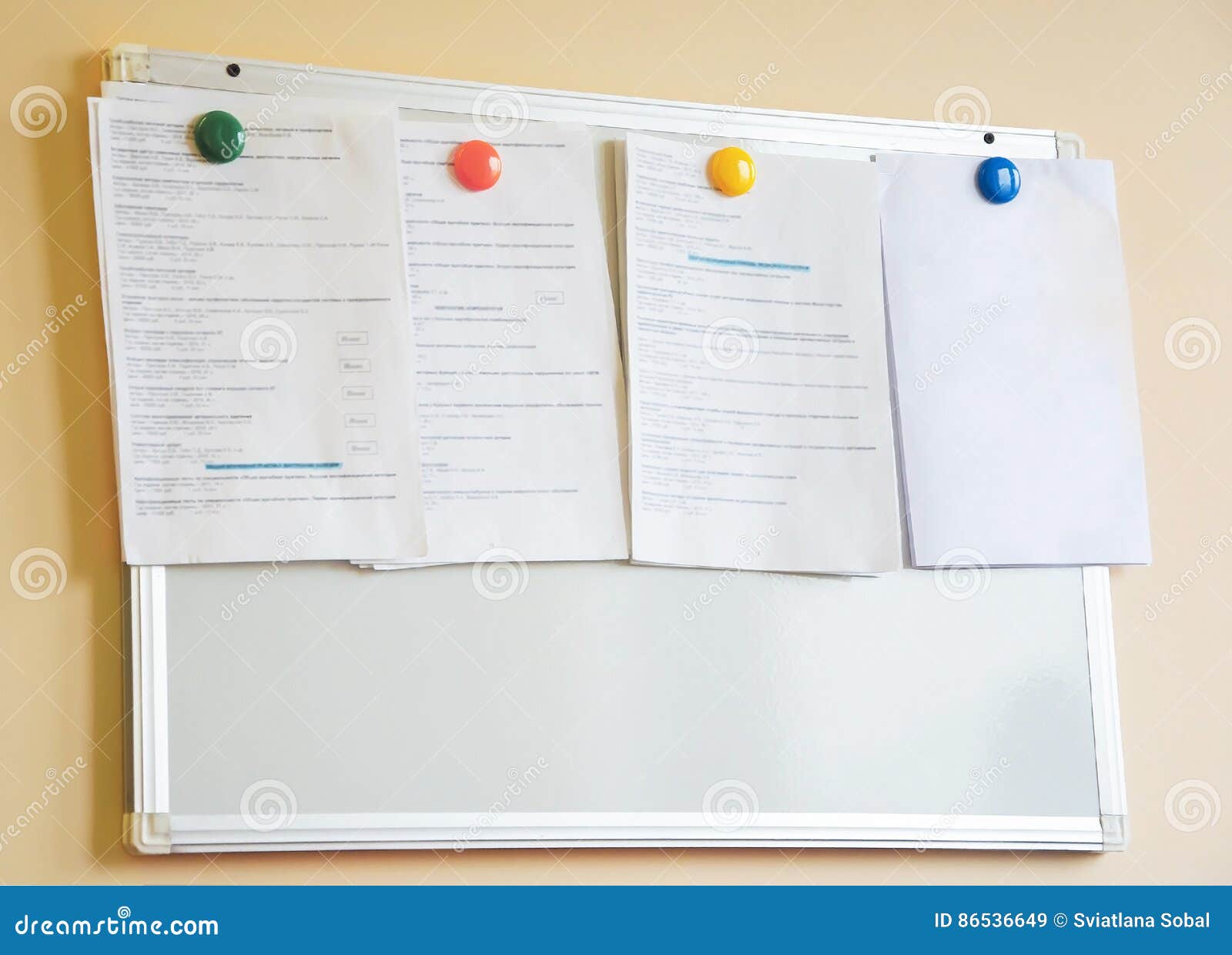 Colorful Magnets Securing a Variety of Information Stock Image - Image ...