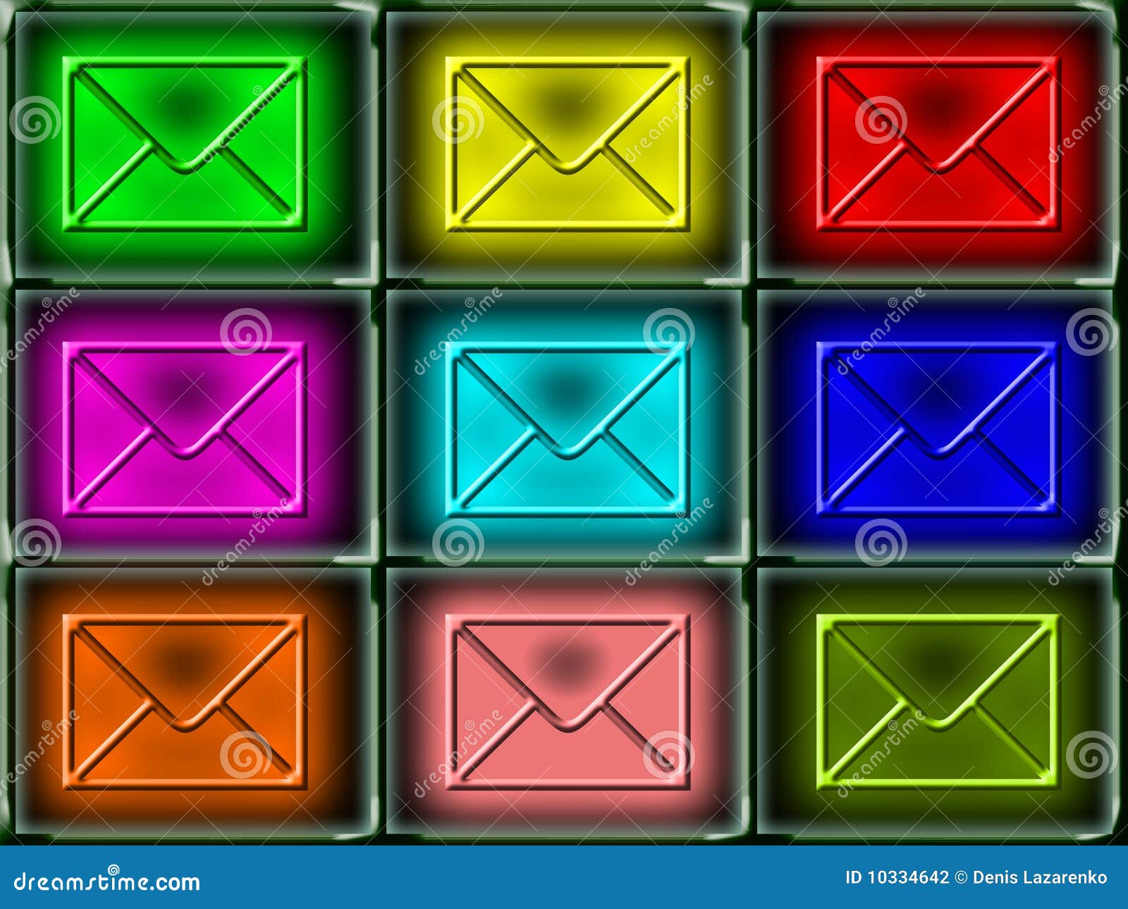 Colorful mail envelopes stock illustration. Illustration of symbol ...