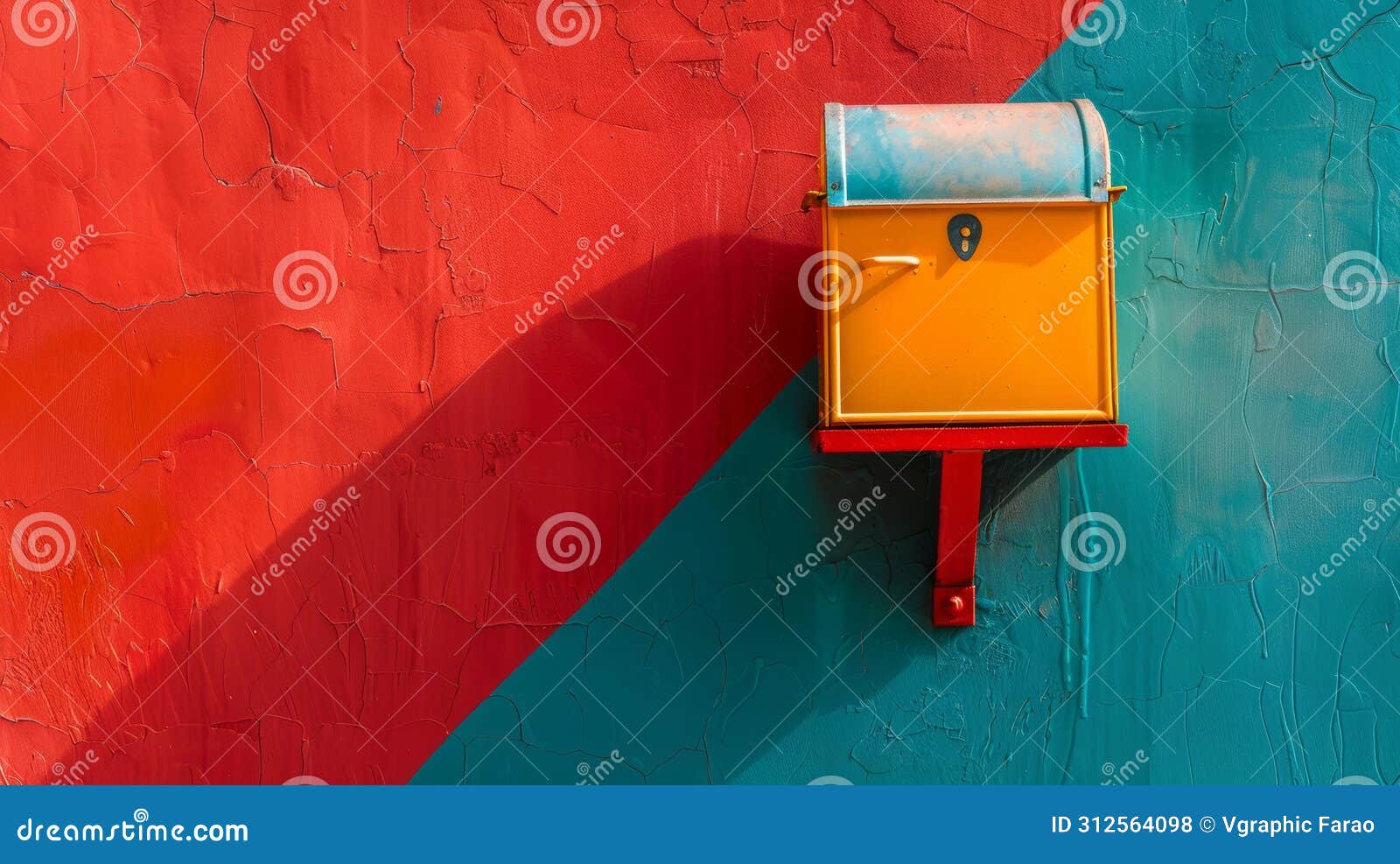 Colorful Mailbox on a Textured Two-tone Wall Stock Photo - Image of ...