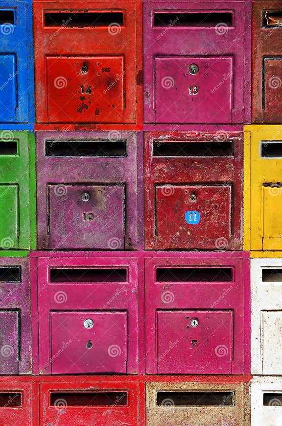 Colorful mailboxes stock photo. Image of postbox, email - 23173896
