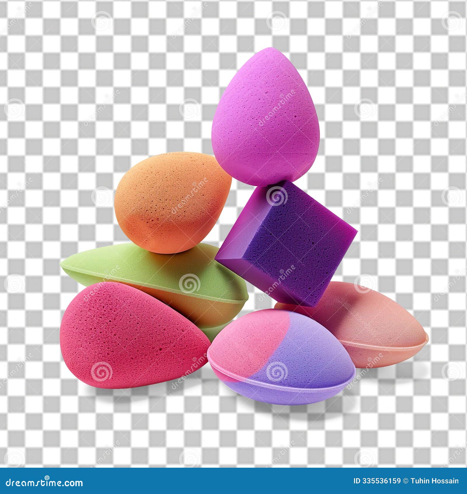 Colorful Makeup Sponges Stack On A Transparent Background Stock Image ...