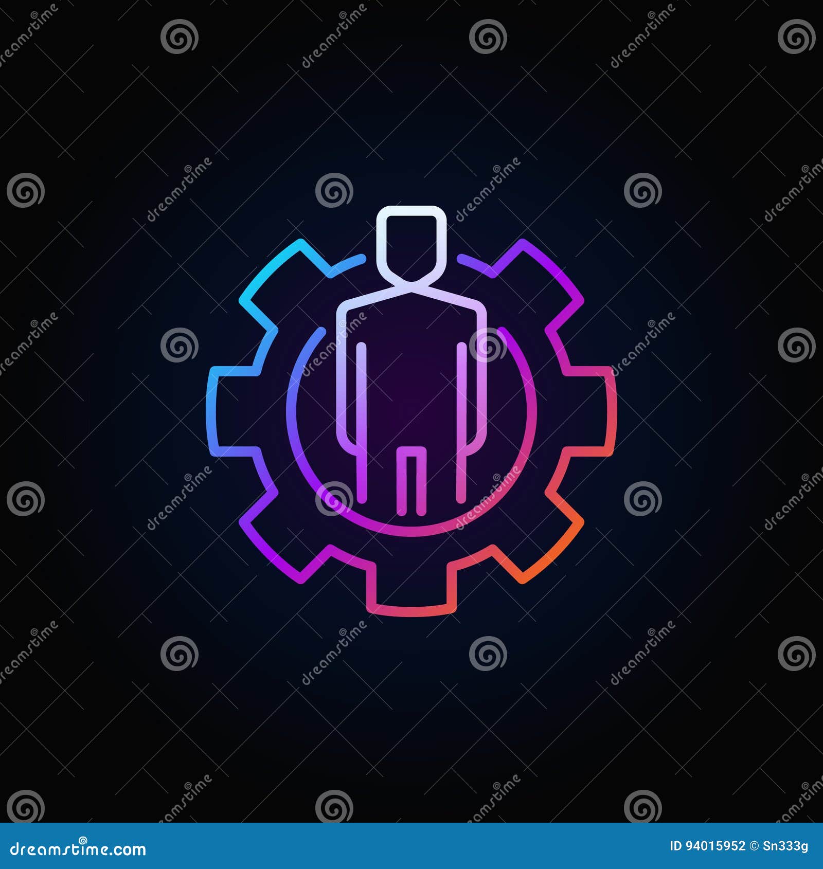 Colorful man in cog icon stock vector. Illustration of icon - 94015952
