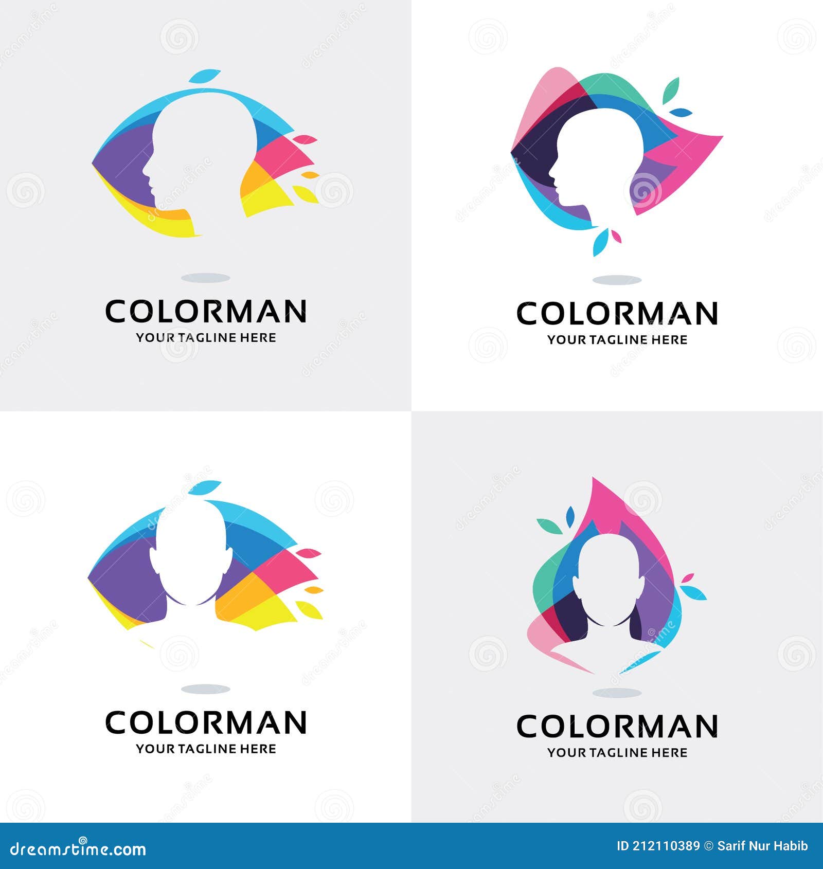 Colorful Man Logo Set Design Template Collection Stock Vector ...