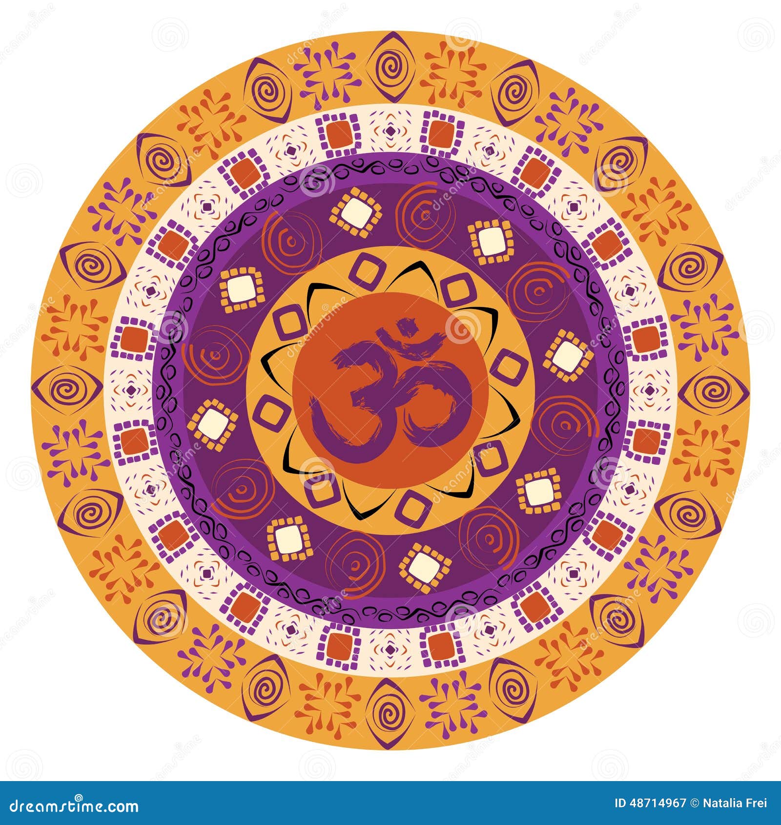 Colorful Mandala with Om Symbol Stock Illustration - Illustration of ...