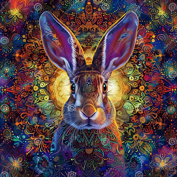 Colorful Mandala Rabbit Artwork for Creativity Stock Illustration ...