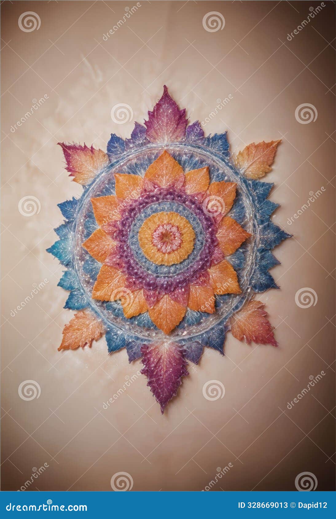 A Colorful Mandala and Rangoli Flower Pattern Design is Shown on a Wall ...