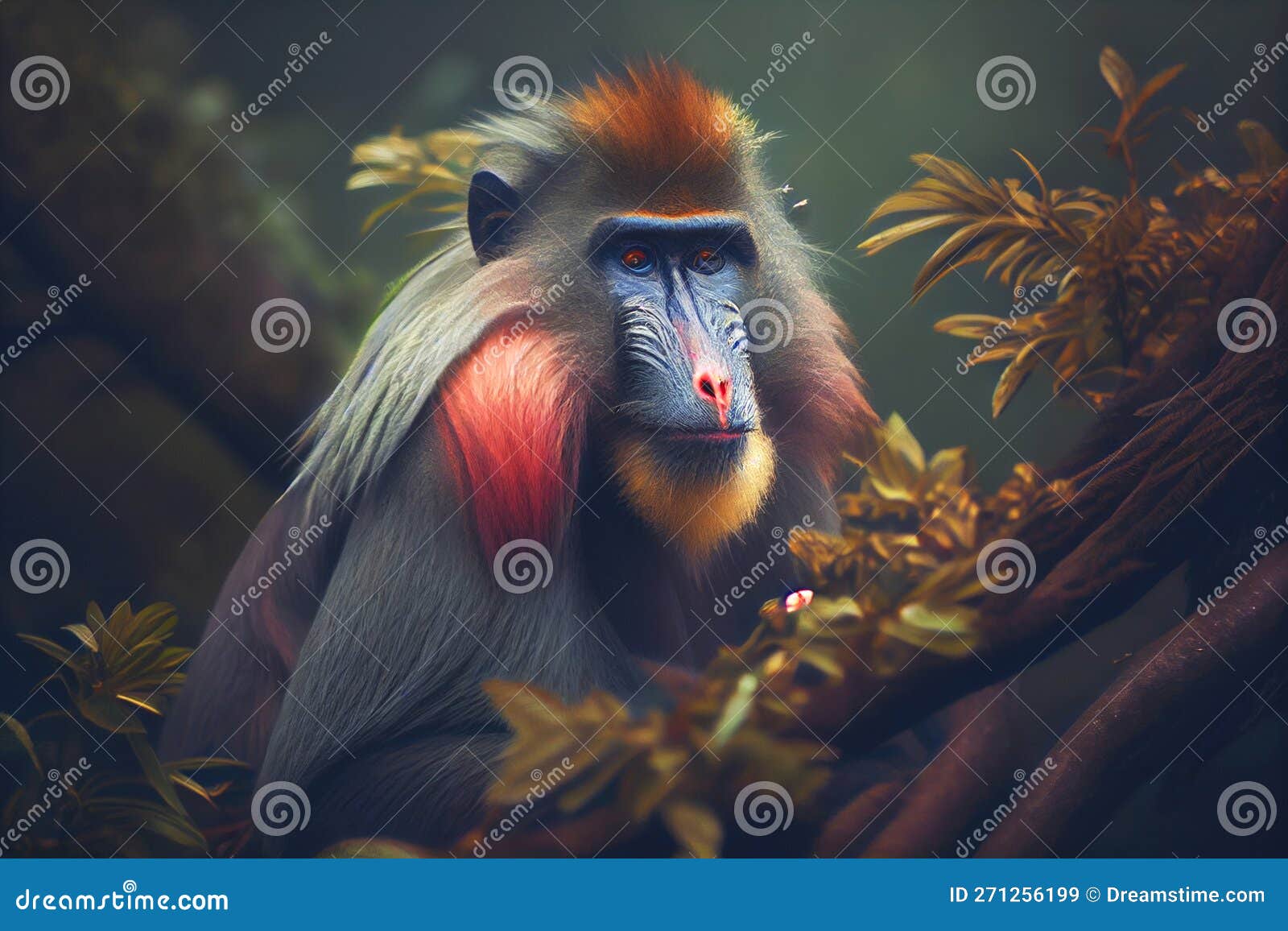 Mandrill monkey stock illustration. Illustration of environment - 271256199