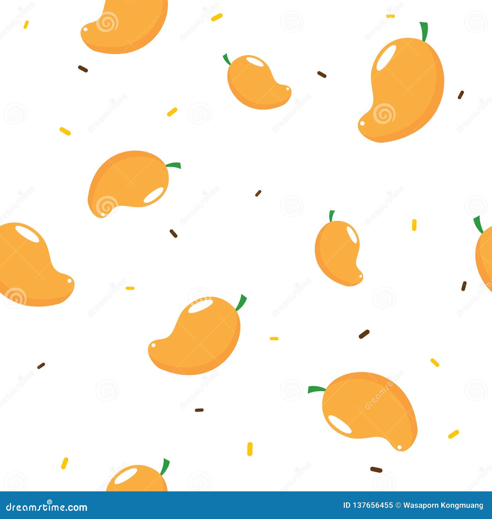 Colorful Mango On A Branch. Vector Flat Cartoon Illustration ...