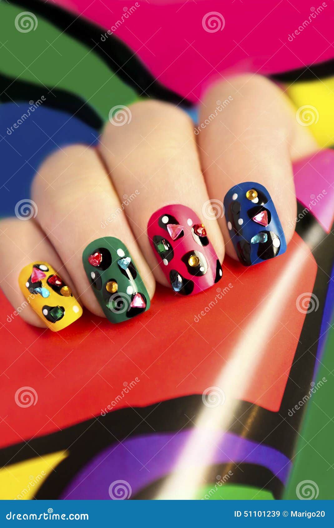 Colorful manicure. stock image. Image of nails, manicure - 51101239