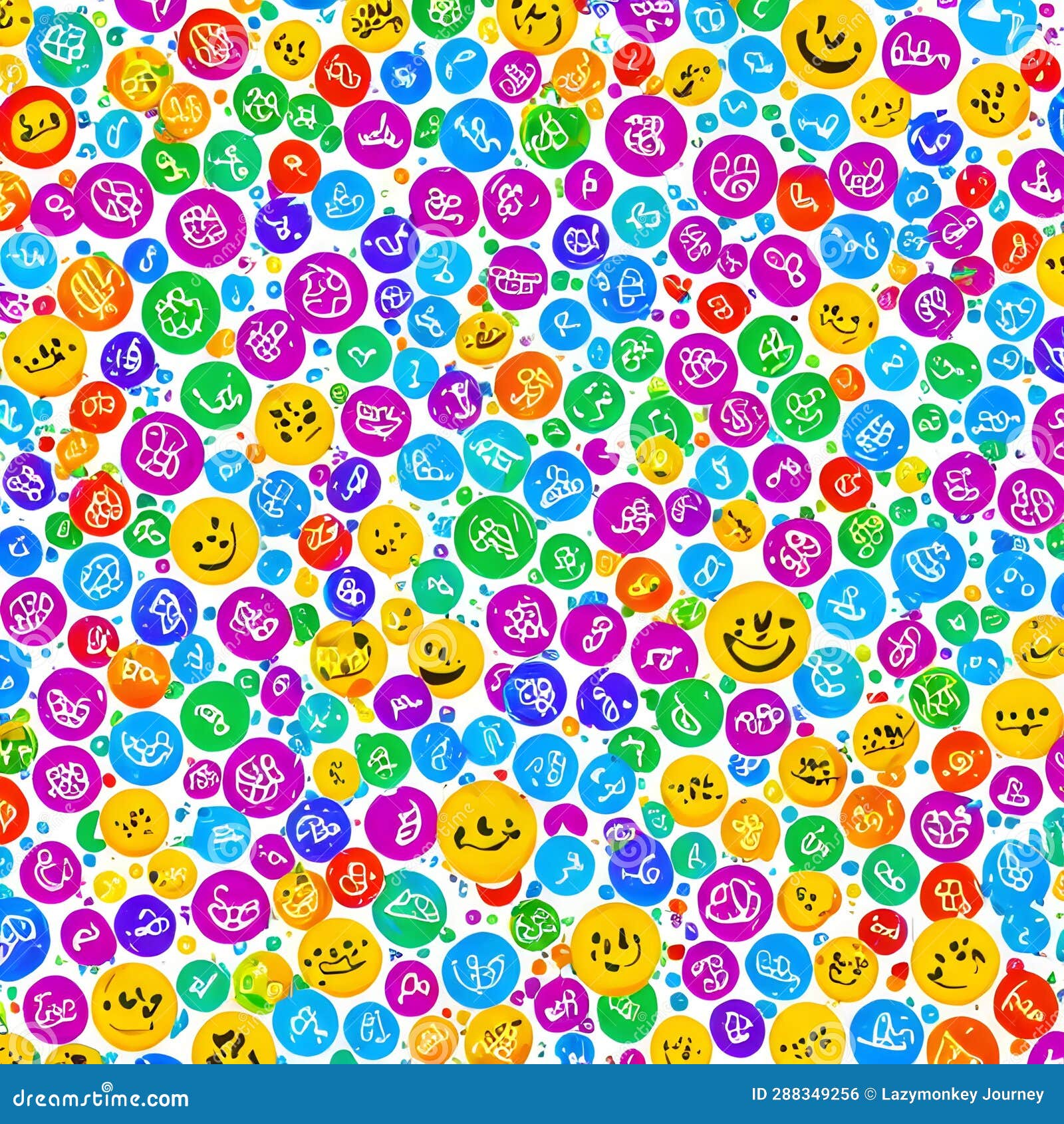 Colorful of Many Lovely Unique Smile Doodle Element Stock Illustration ...
