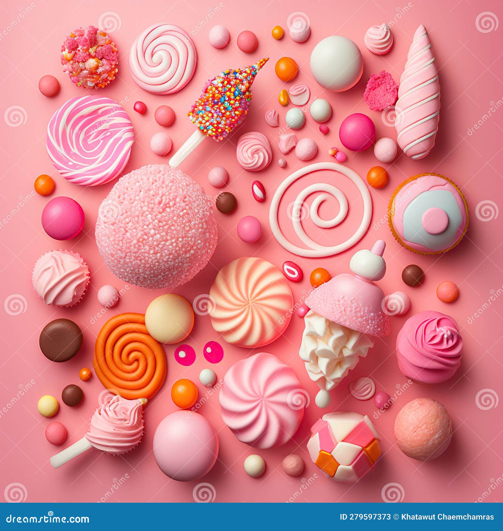 Colorful Many Sweet Candy Top View Background Stock Illustration ...