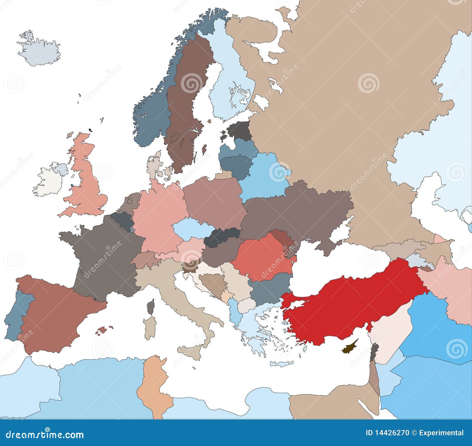 European Countries 3d Illustration, European Continent With Visible ...