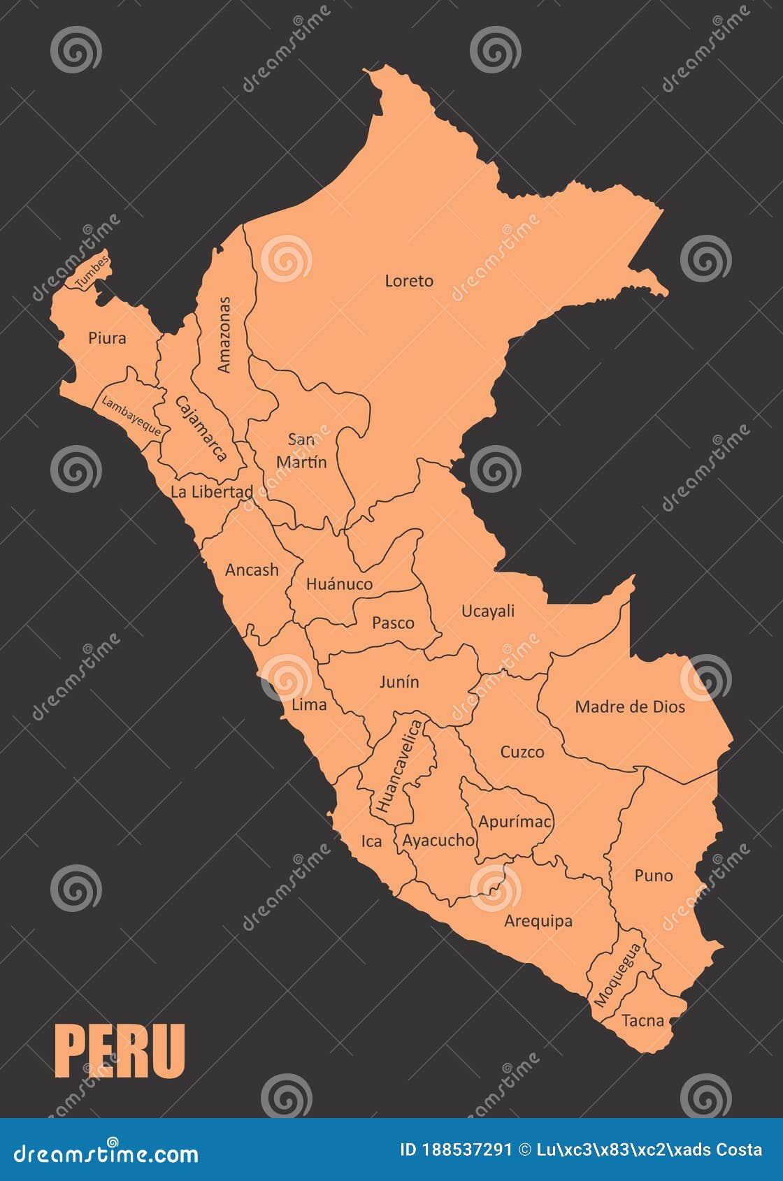 Peru Regions Map Royalty-Free Stock Photography | CartoonDealer.com ...