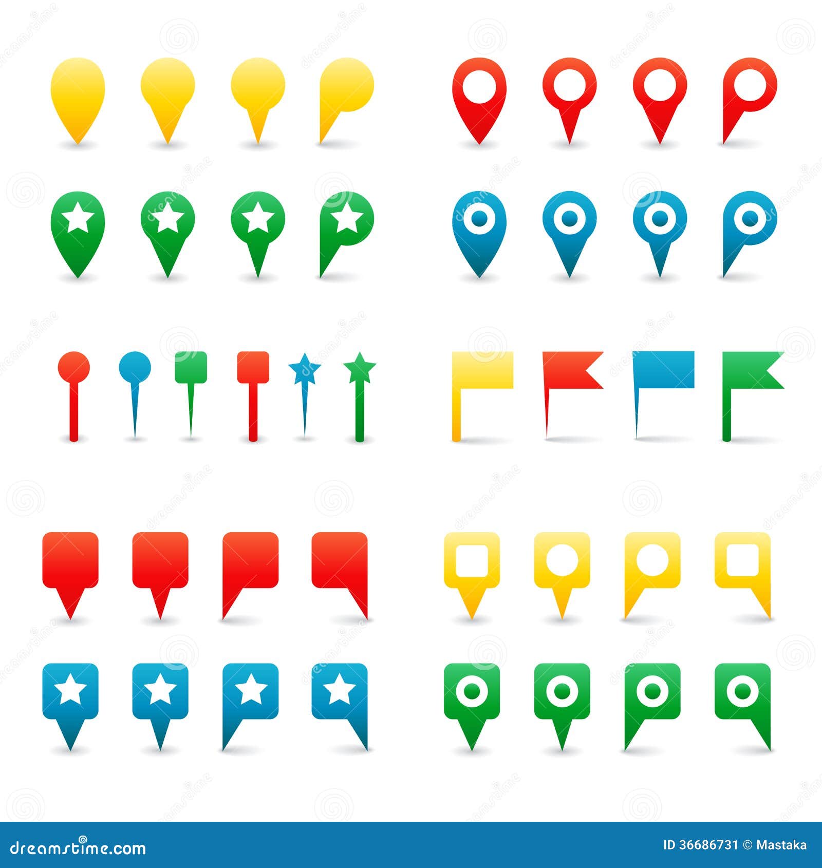 Colorful Map Pins. stock illustration. Illustration of color - 36686731