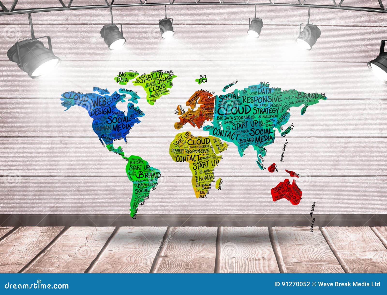 Colorful Map Under Spotlights Stock Photo - Image of equipment, falling ...