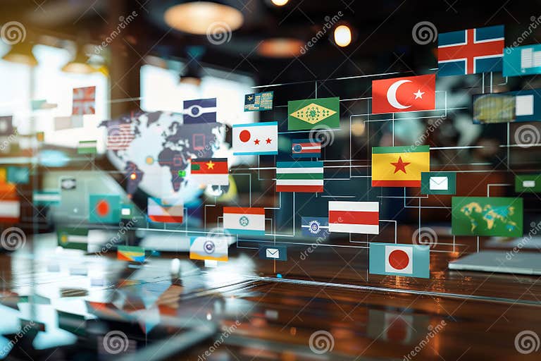 A Colorful Map of the World with Flags from Many Countries Stock Image ...