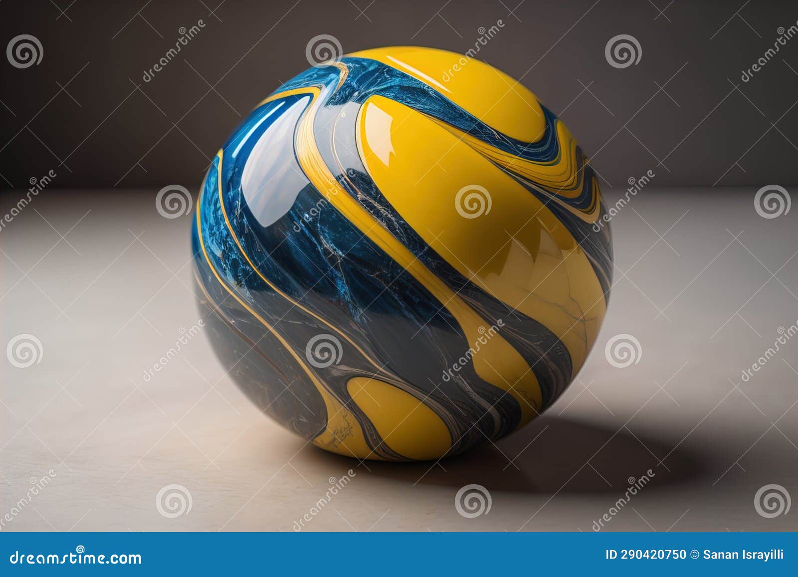 Colorful Marble Ball on a Solid Colour Background. Close-up Stock Photo ...