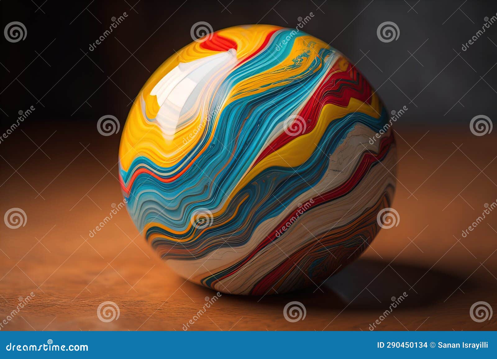 Colorful Marble Ball on a Solid Colour Background. Close-up Stock Photo ...