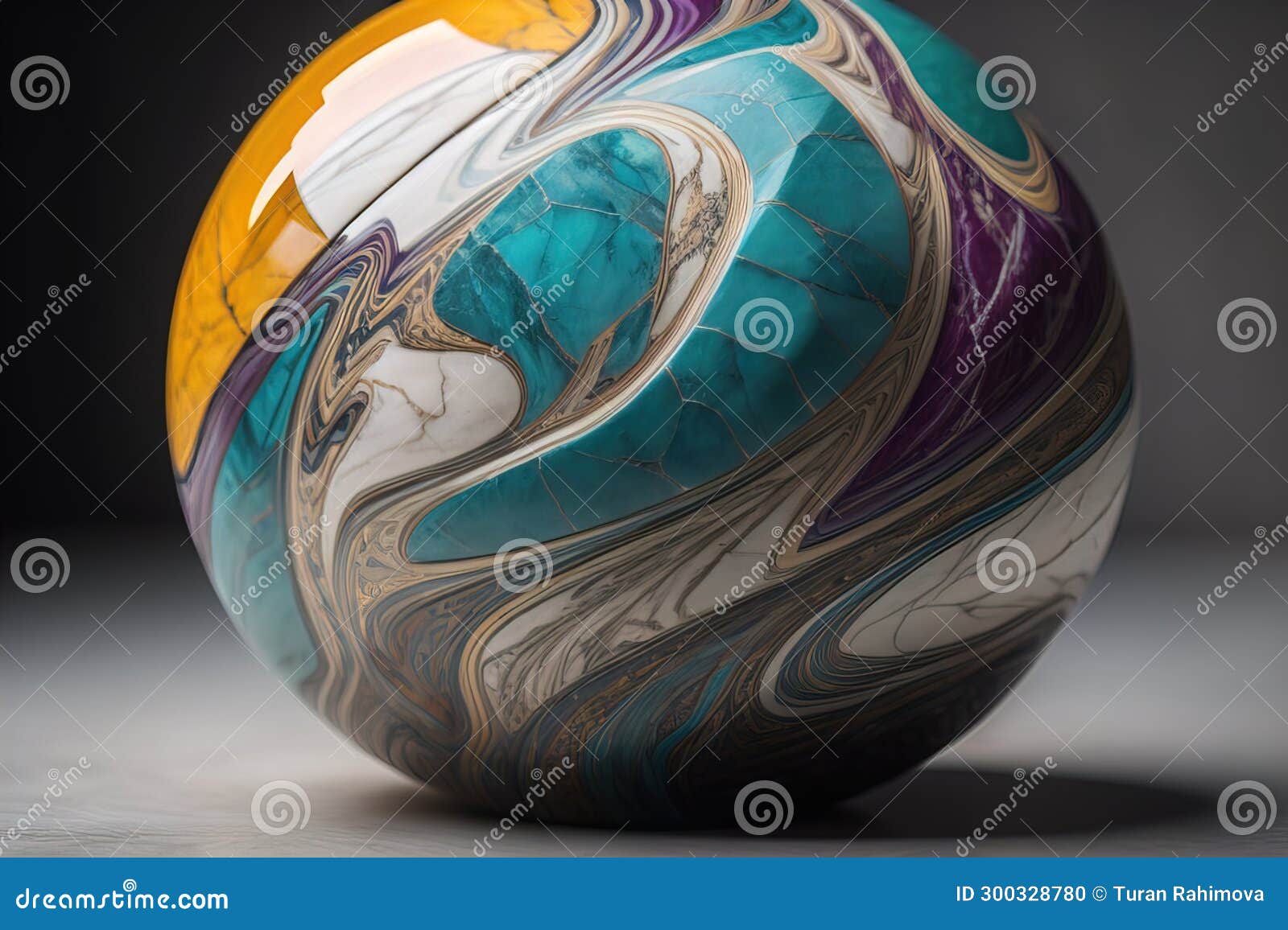 Colorful Marble Ball on a Solid Colour Background. Close-up Stock ...