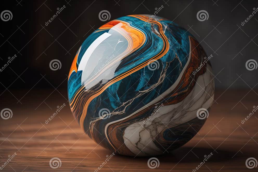 Colorful Marble Ball on a Solid Colour Background. Close-up Stock Image ...