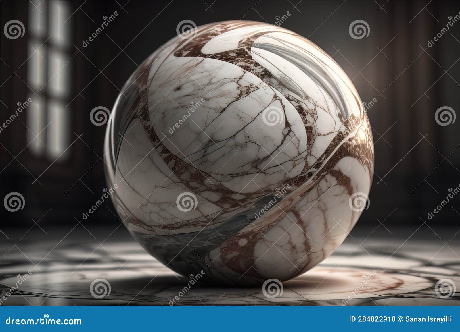 Colorful Marble Ball on a Solid Colour Background. Close-up Stock Photo ...