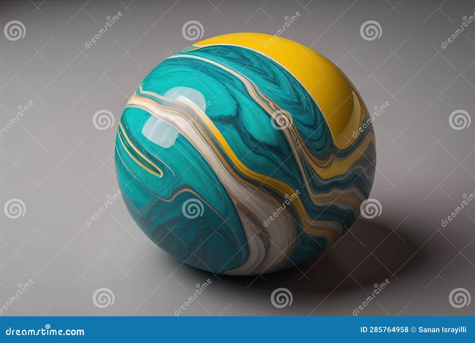 Colorful Marble Ball on a Solid Colour Background. Close-up Stock Photo ...