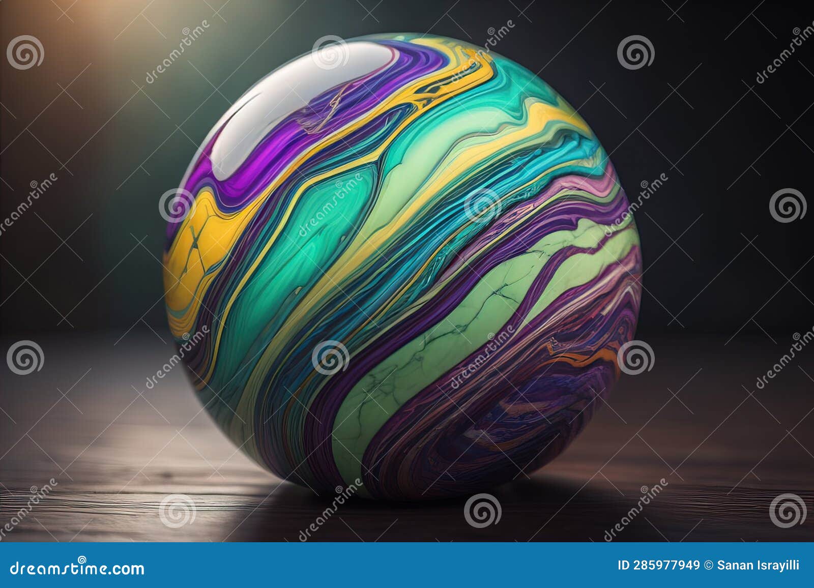 Colorful Marble Ball on a Solid Colour Background. Close-up Stock Image ...