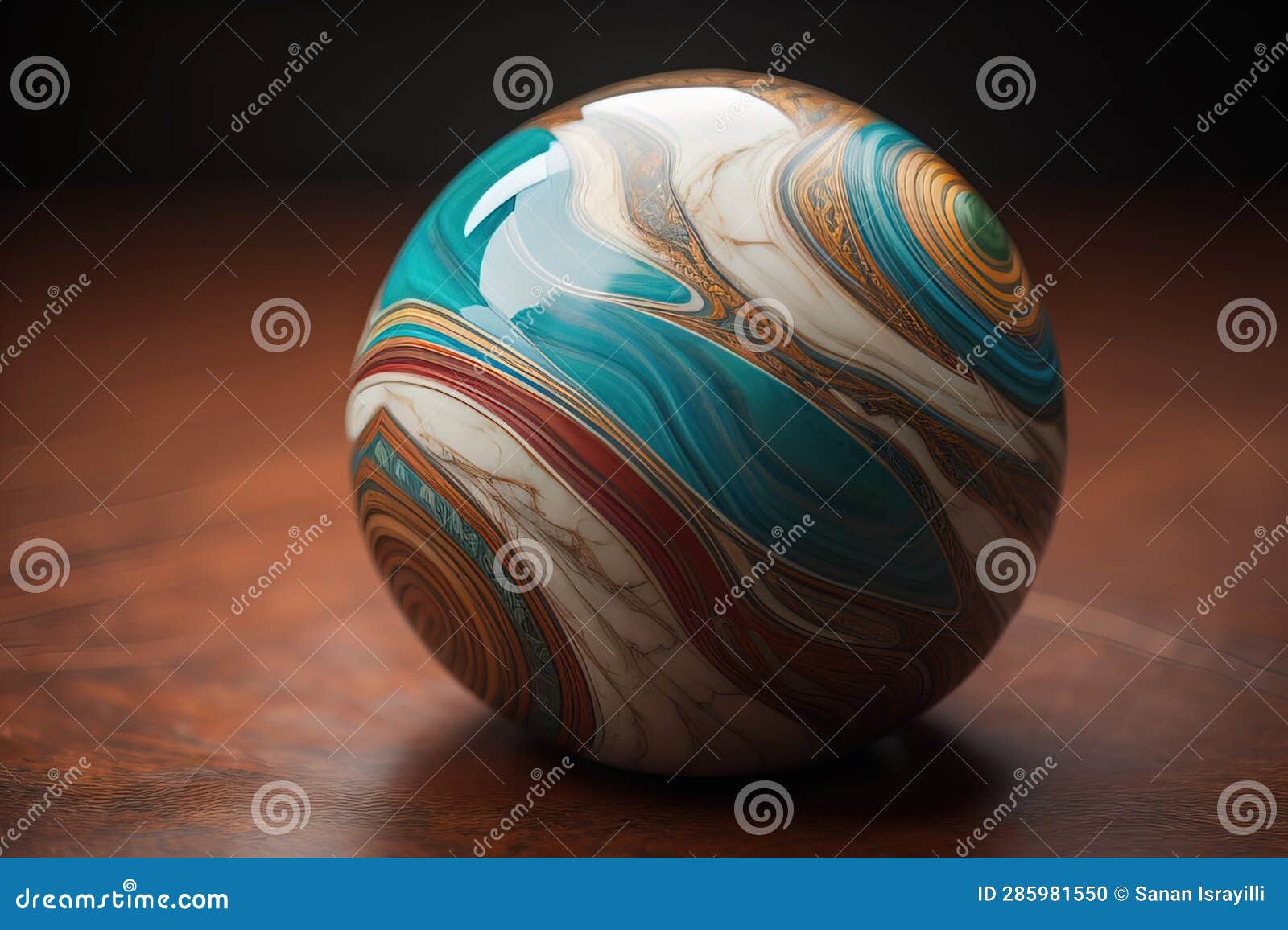 Colorful Marble Ball on a Solid Colour Background. Close-up Stock Photo ...