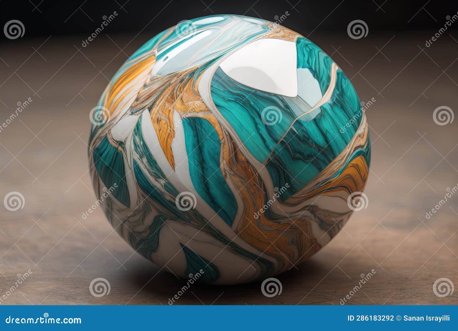 Colorful Marble Ball on a Solid Colour Background. Close-up Stock Photo ...