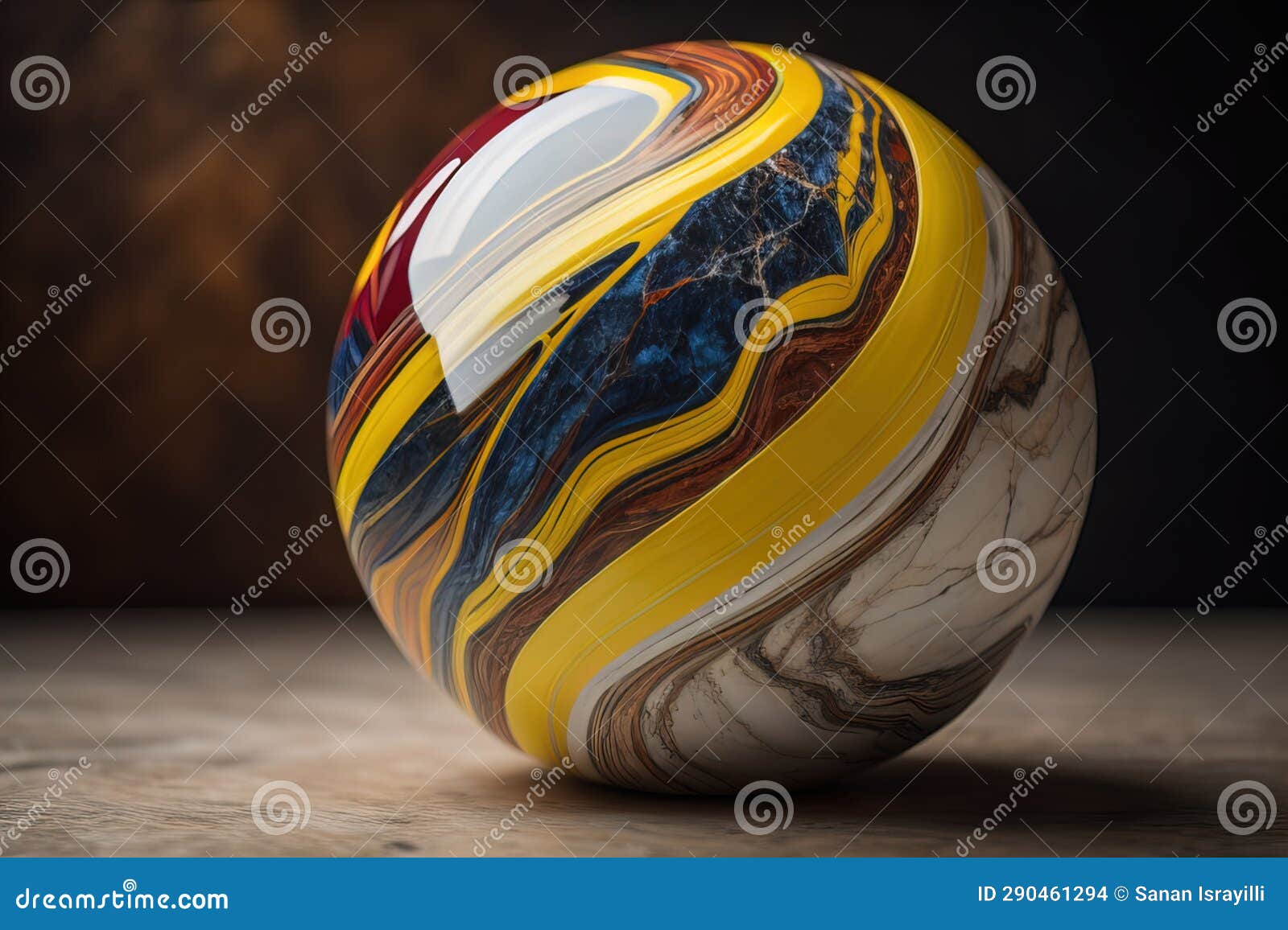Colorful Marble Ball on a Solid Colour Background. Close-up Stock Photo ...